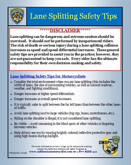 10 Things to Know About Lane Splitting in California (No. 1? Yes, It's ...