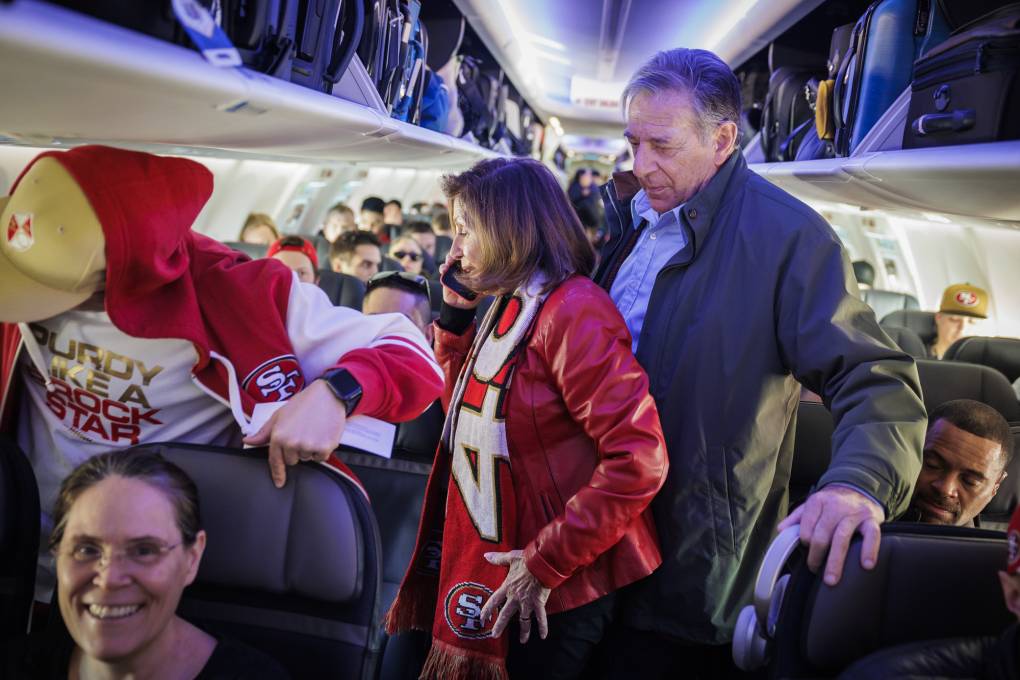 Nancy Pelosi Gives 49ers Fan Window Seat on Flight to Super Bowl | KQED