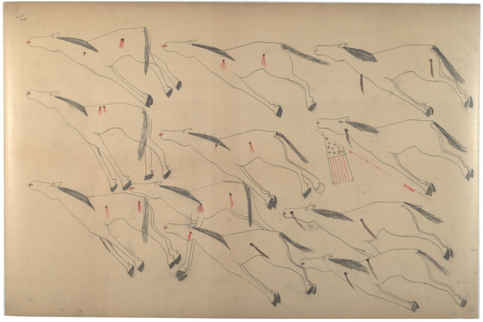 Different View of 'Custer's Last Stand' in Red Horse's Battle Drawings ...